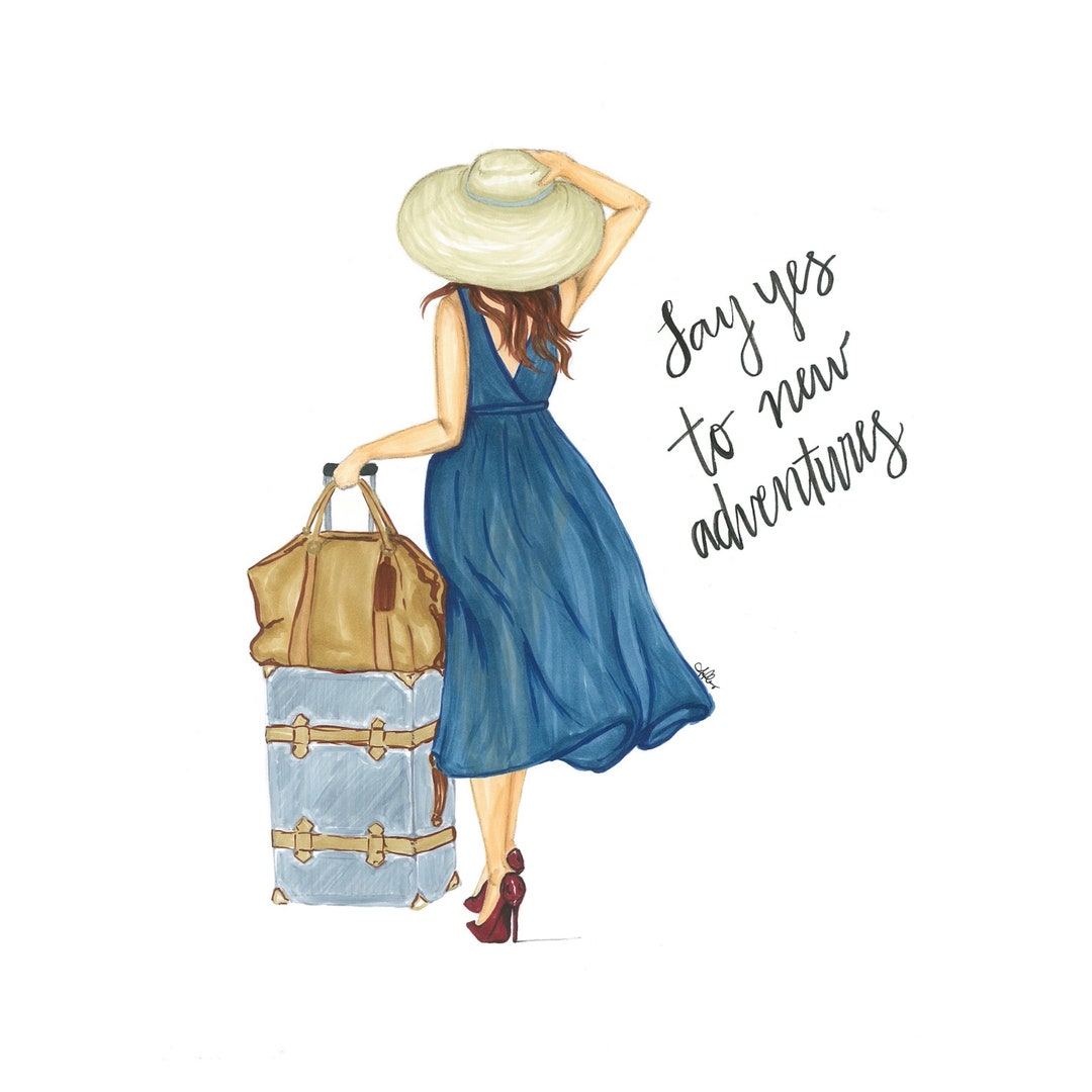 Travel Bug (fashion Illustration Art - Travel Print - Adventure Quote ...