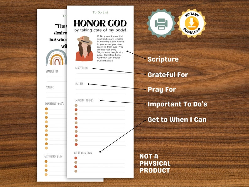 Christian to Do List Printable, Boho Style Daily Checklist, Prayer List ...