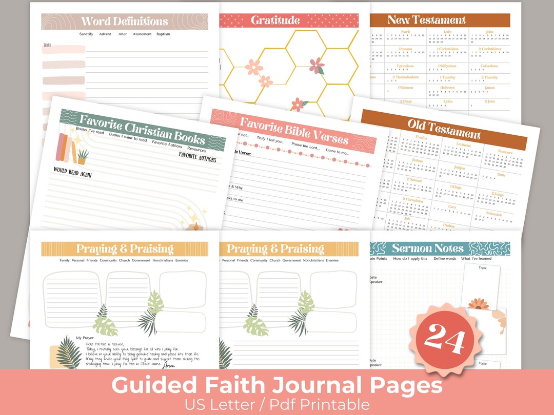 Faith Prayer Journal Prompts, Boho Style, Sermon Notes, Book Tracker ...
