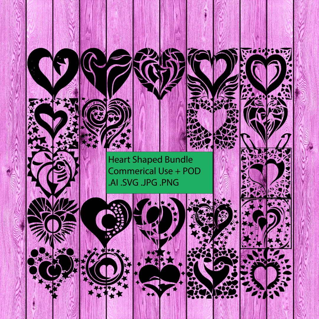 Extra Cute Heart Shaped SVG Bundle. - Etsy