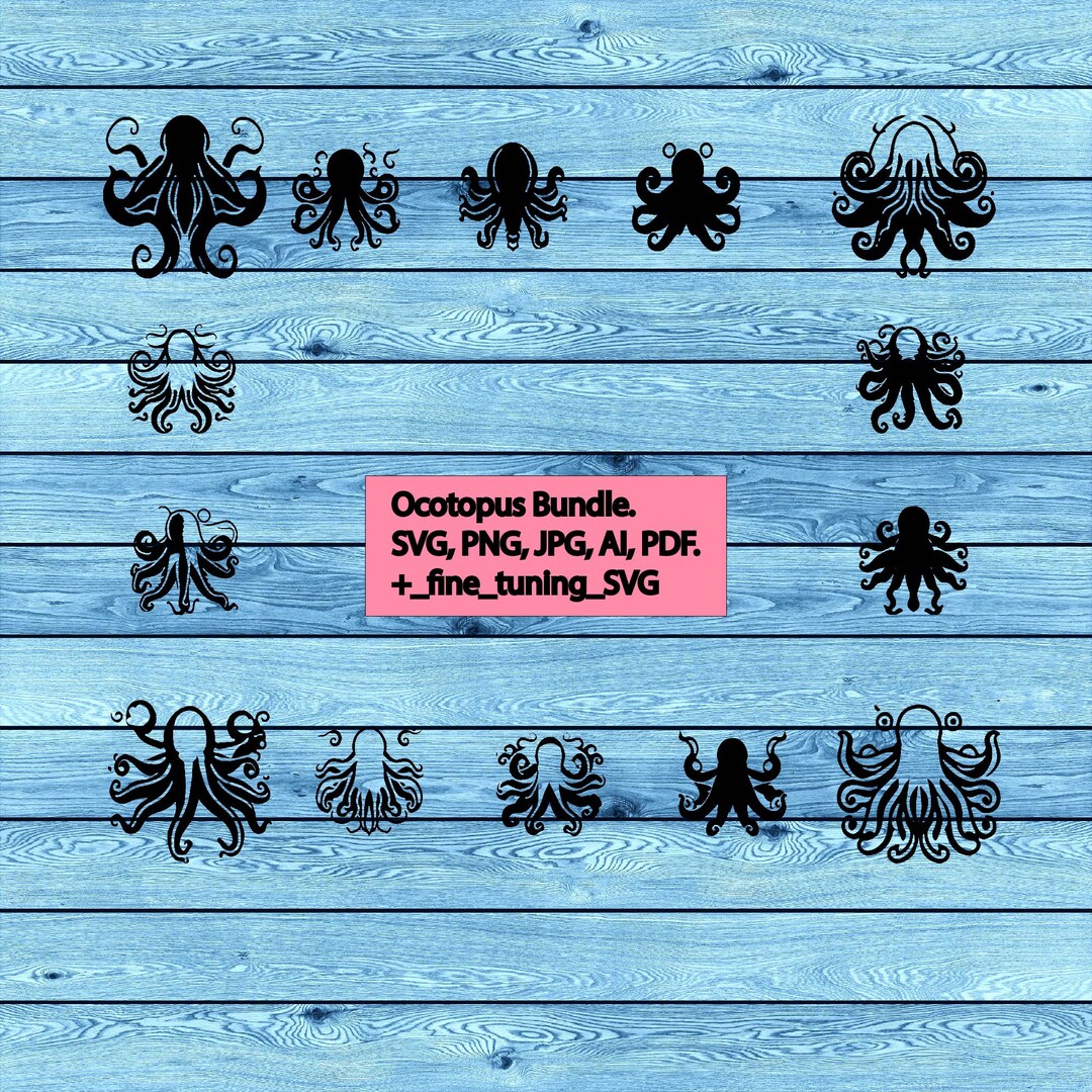 Octopus Bundle Xl. Clip Art. Physical and Print on Demand Commercial ...