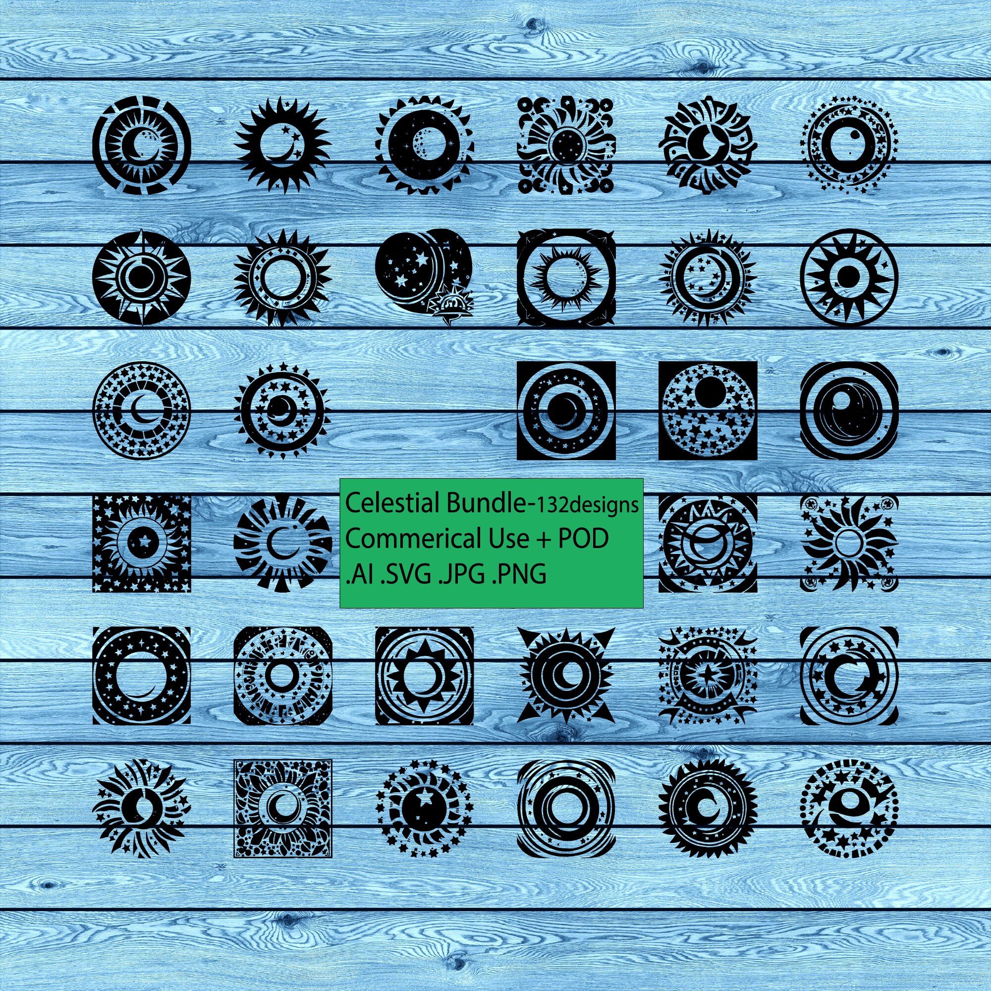 Celestial Full Night Sky SVG Bundle. - Etsy