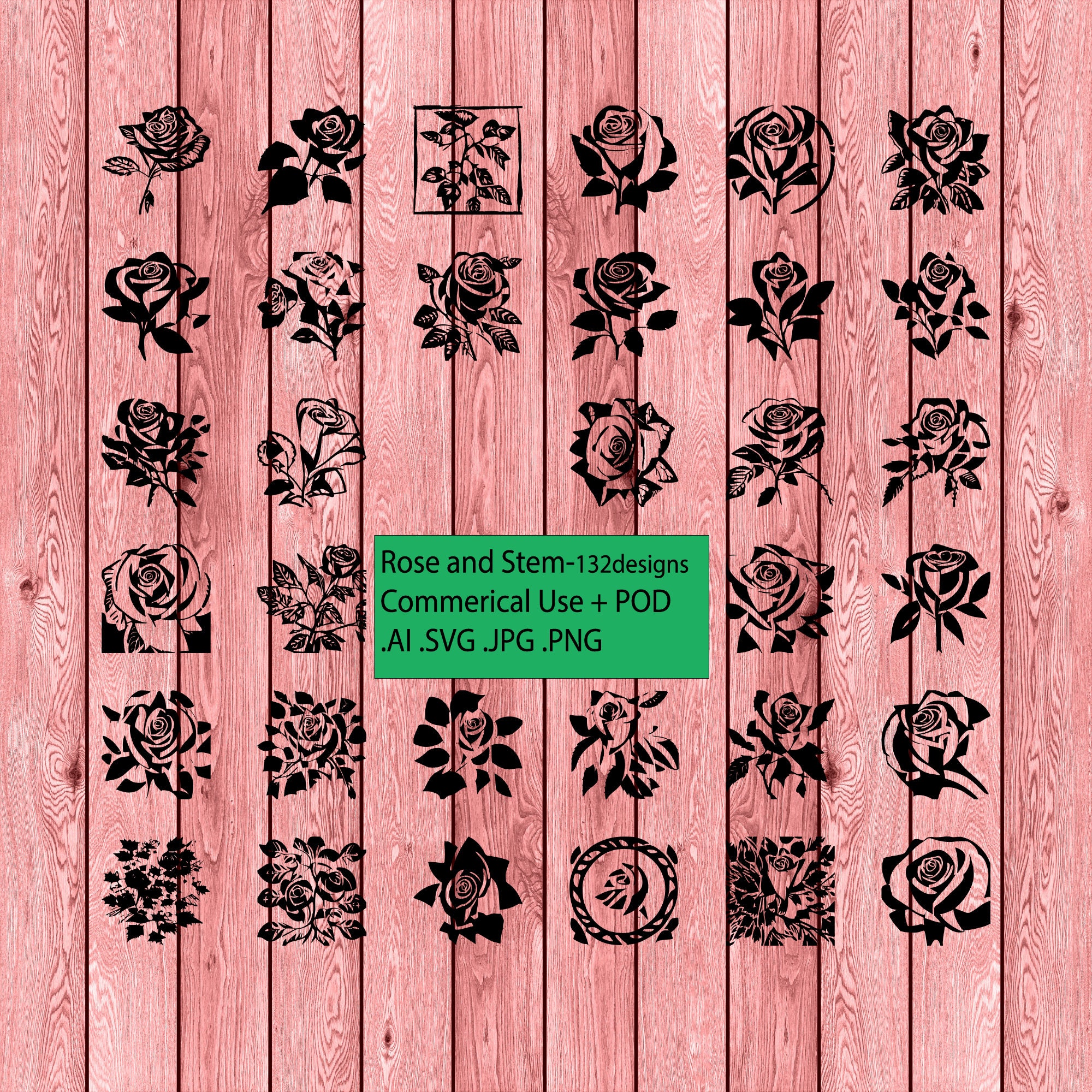 Detailed and Cute Rose With Stem SVG Bundle. - Etsy