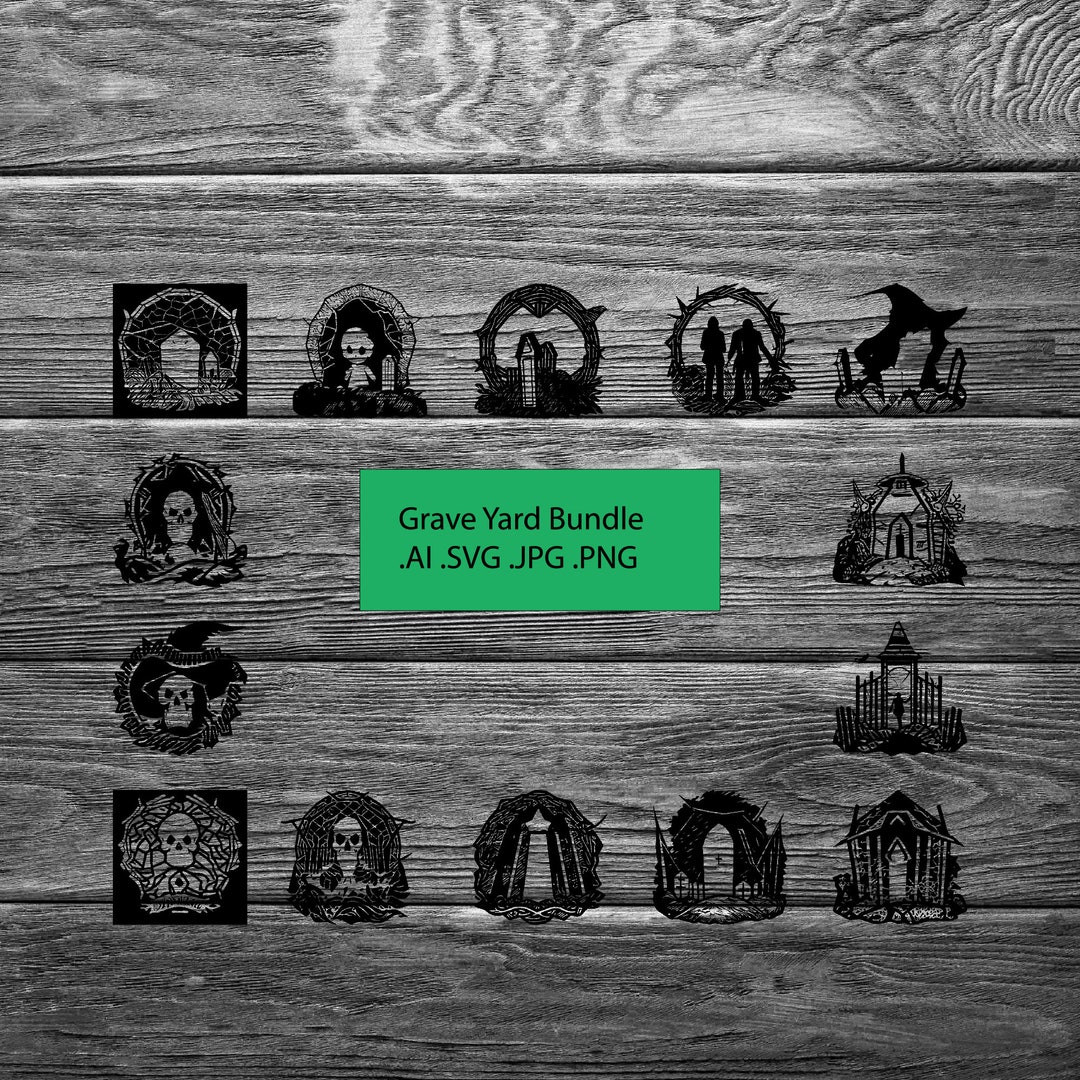 Spooky Graveyard Svg Bundle With Skulls and Tombstones - Etsy