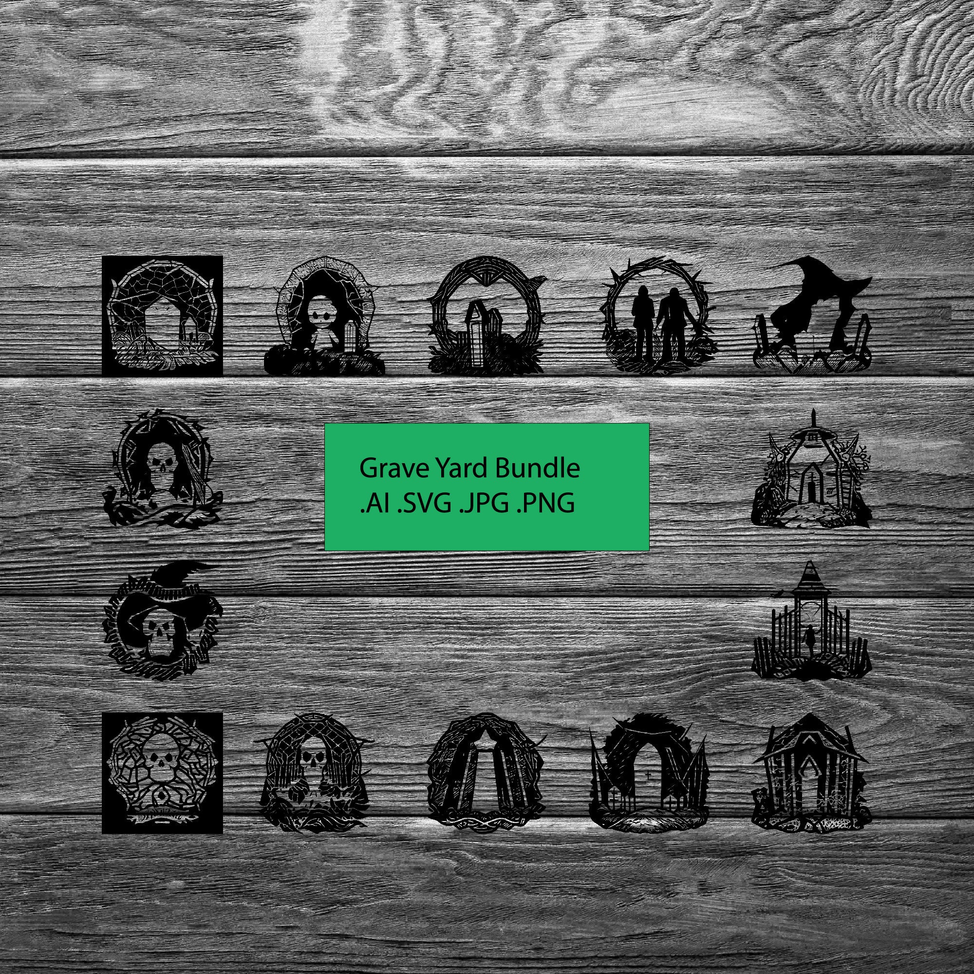 Spooky Graveyard Svg Bundle With Skulls and Tombstones - Etsy