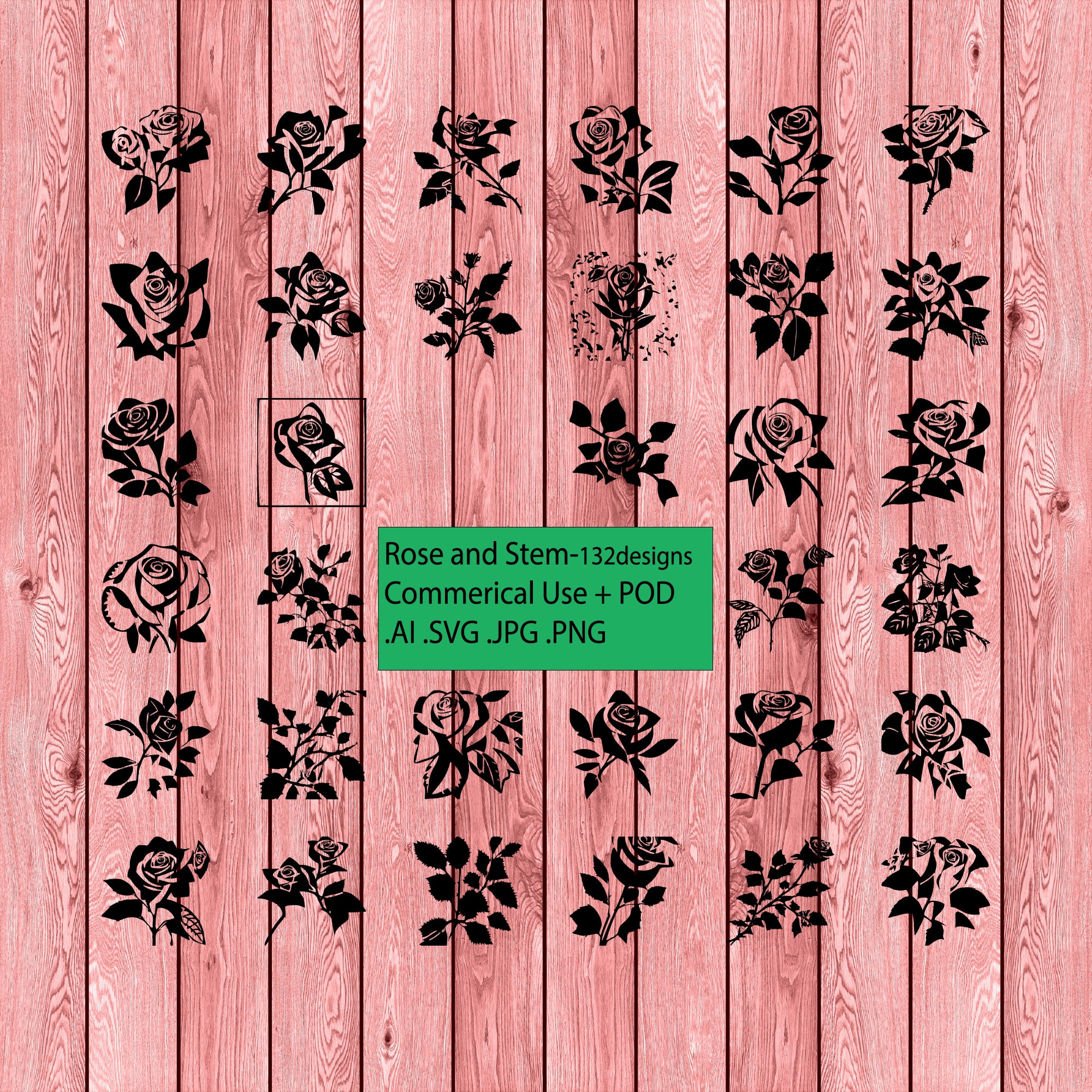 Detailed and Cute Rose With Stem SVG Bundle. - Etsy