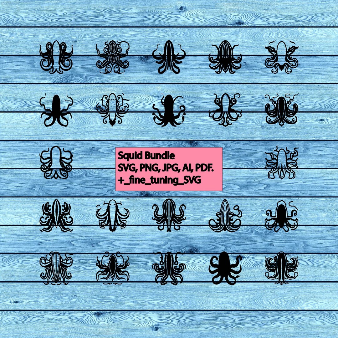 Squid Bundle Xl. Clip Art. Physical and Print on Demand Commercial ...