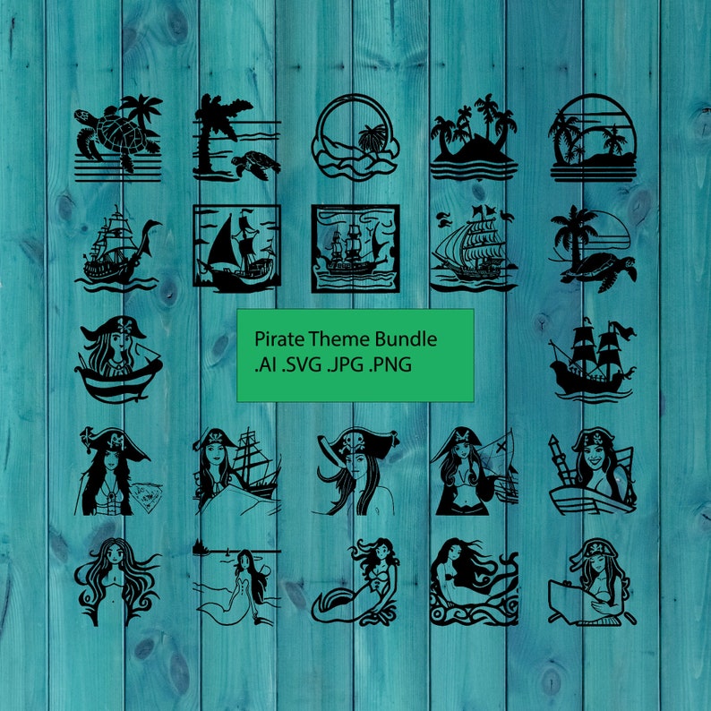 Mermaids and Female Pirate Tropical Svg Theme Bundle. - Etsy