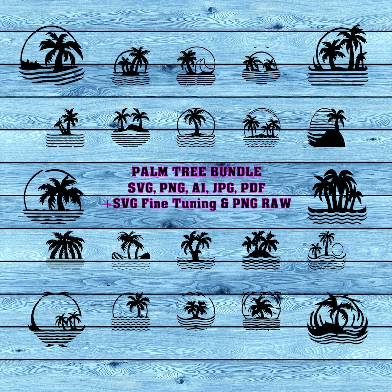 Tropical Palm Tree SVG Bundle. - Etsy