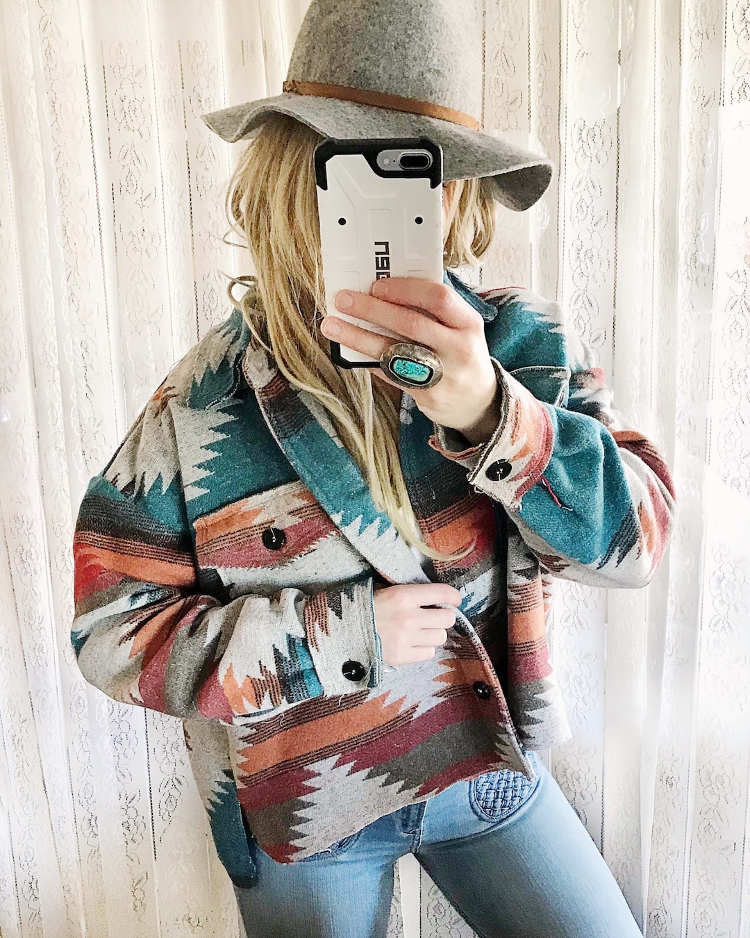 Bozeman Native Rust Boho Knit Vintage Inspired Shirt Jacket Coat ...