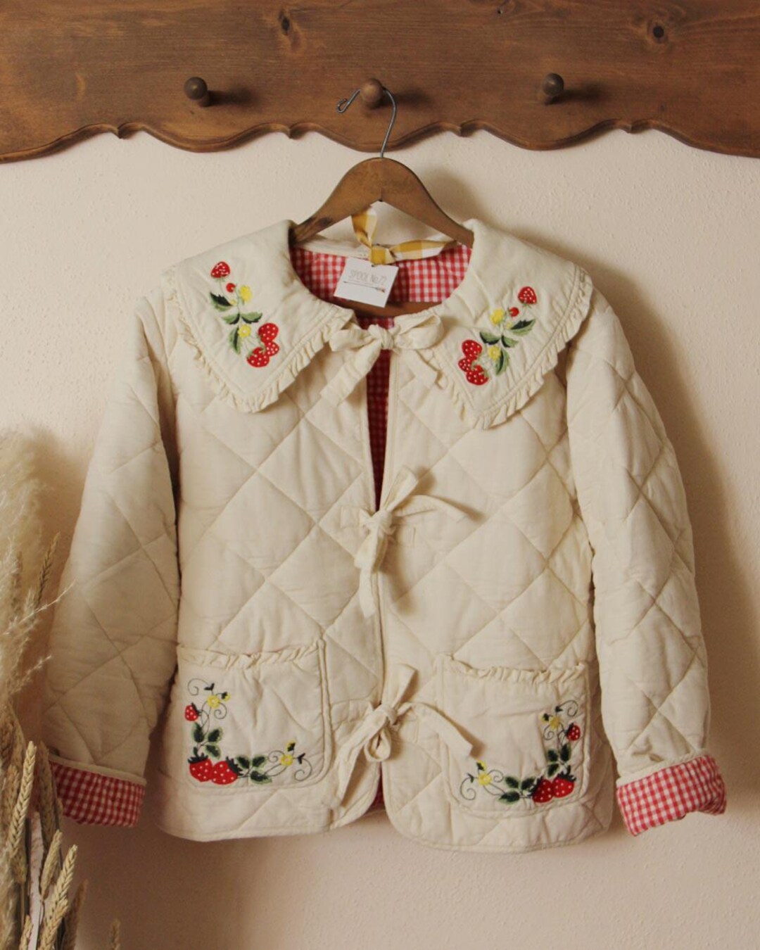 New Quilted Strawberry Cottage Jacket Quilt Coat ~ Women's Size Small ...
