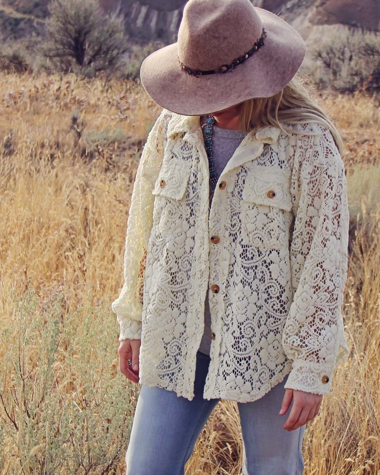 New Boho Lace Shirt Jacket Romantic 70's Vintage Inspired Western ...