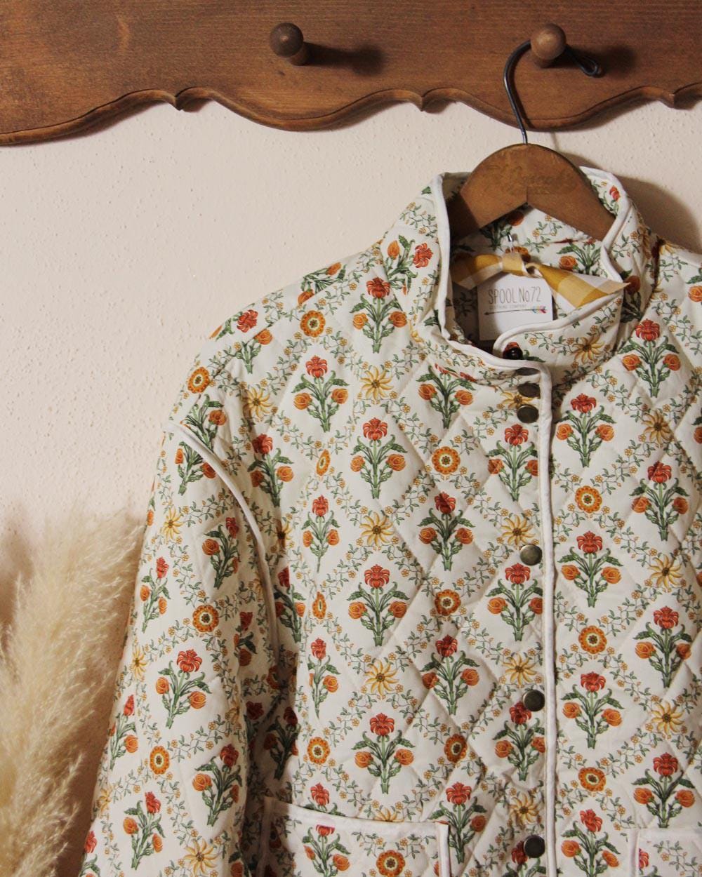 Marigold Floral Quilted Cozy Cottage Jacket Quilt Coat : Cotton Blend ...