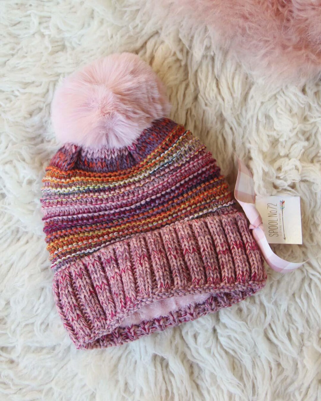 New Marbled Cozy Knit Winter Pom Pom Beanie Hat - Etsy