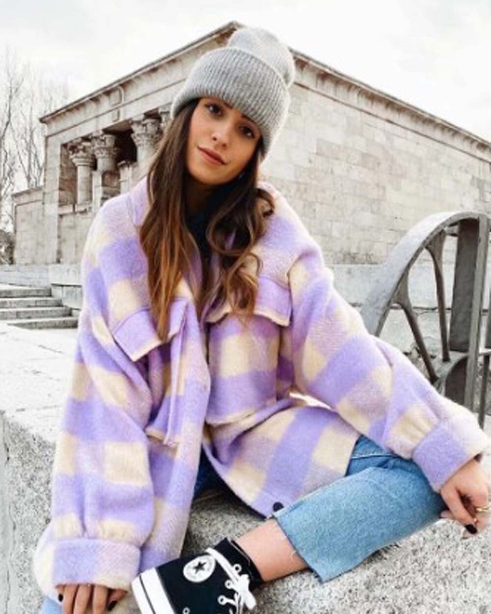 New Cozy Lilac Mountain Plaid Button up Shirt Jacket ~ Women's Size ...