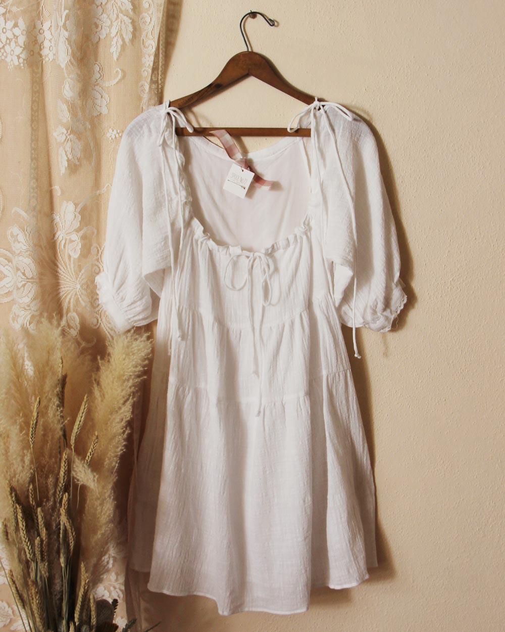 New French Cotton Natural White Gauzy Spring & Summer Dress ~ Women's ...