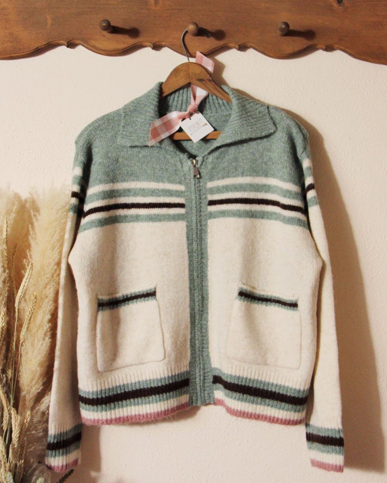 Buckaroo Cozy Knit Cowichan Horse Western Sweater Jacket Top ~ Women's ...