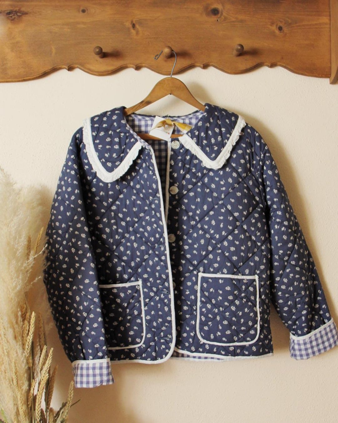 Floral Quilted Gingham Cottage Jacket: Cotton Blend, Women's S-XL - Etsy