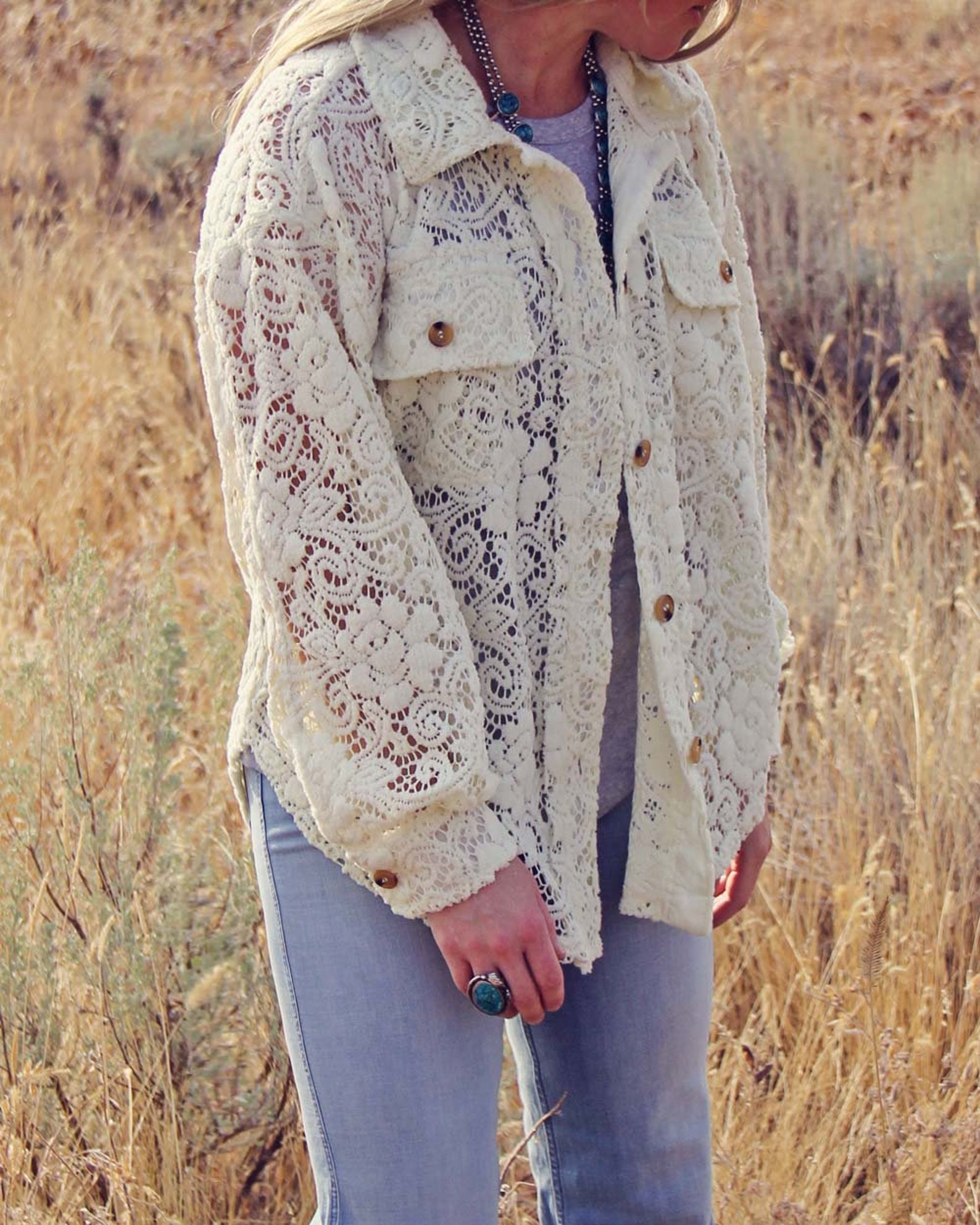 New Boho Lace Shirt Jacket Romantic 70's Vintage Inspired Western ...