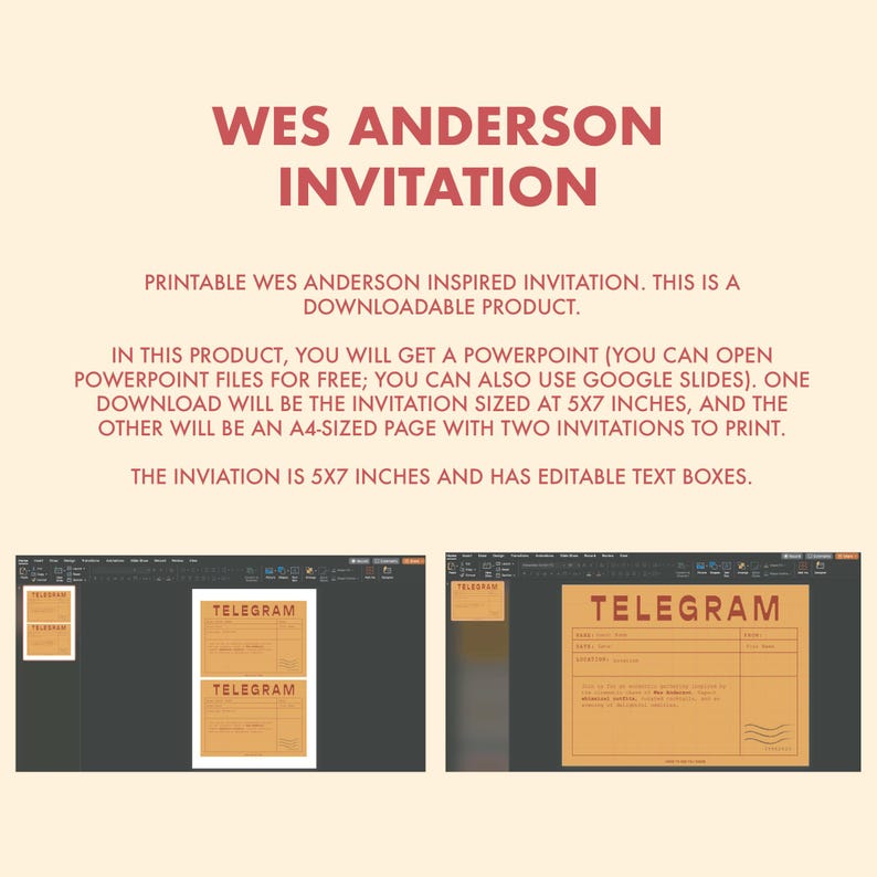 INVITATION WES ANDERSON Inspired | Downloadable Product - Etsy