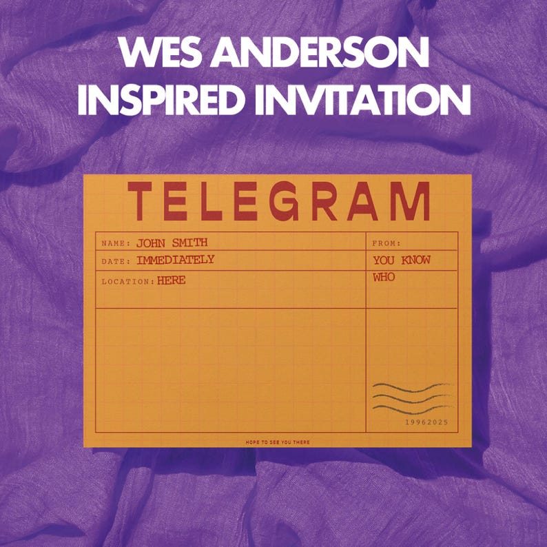 INVITATION WES ANDERSON Inspired | Downloadable Product - Etsy