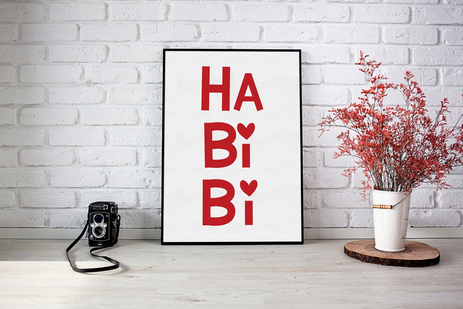Habibi My Love in Arabic Digital Download Wall Print Red White Large ...
