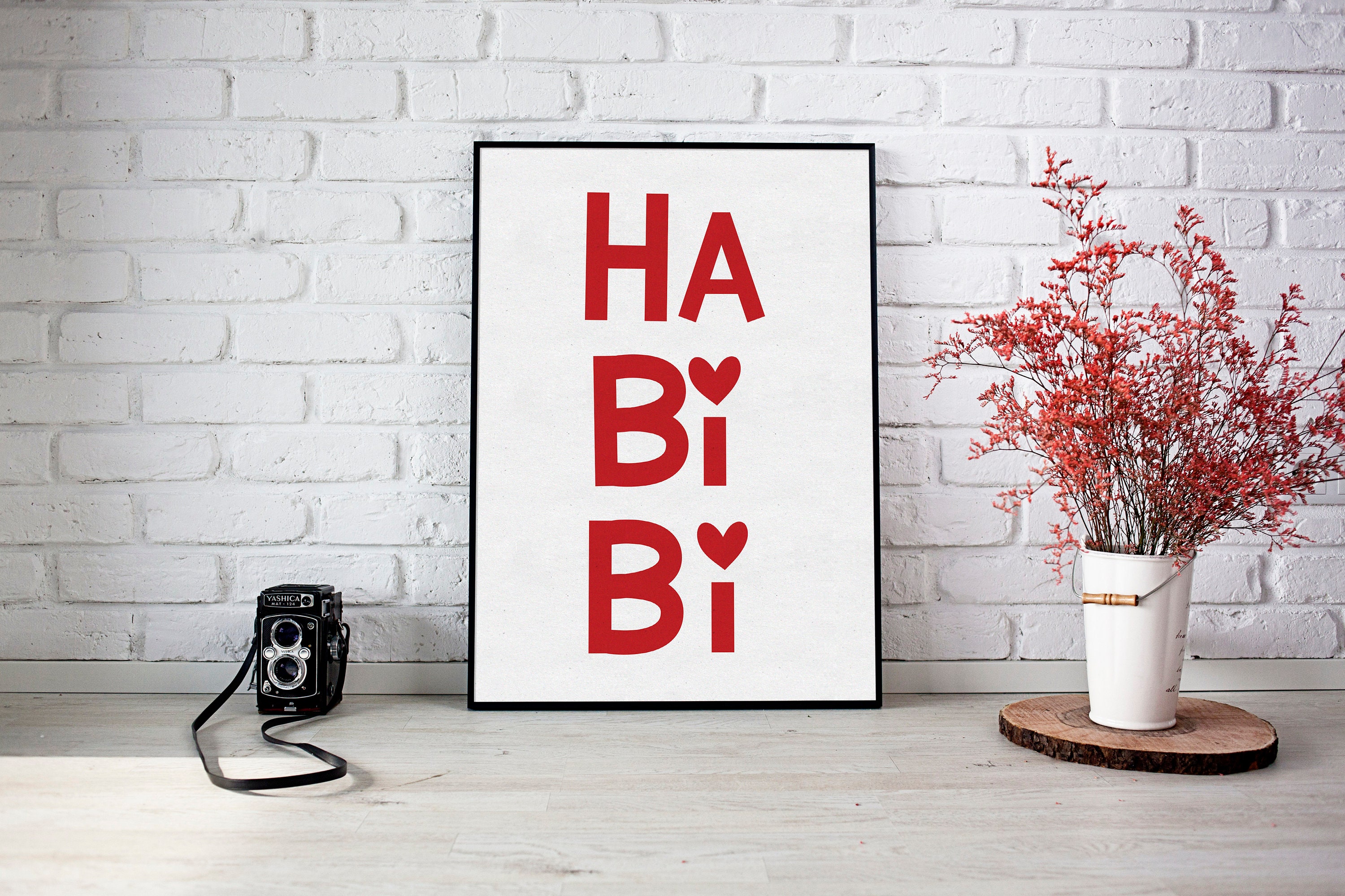 Habibi My Love in Arabic Digital Download Wall Print Red White - Etsy