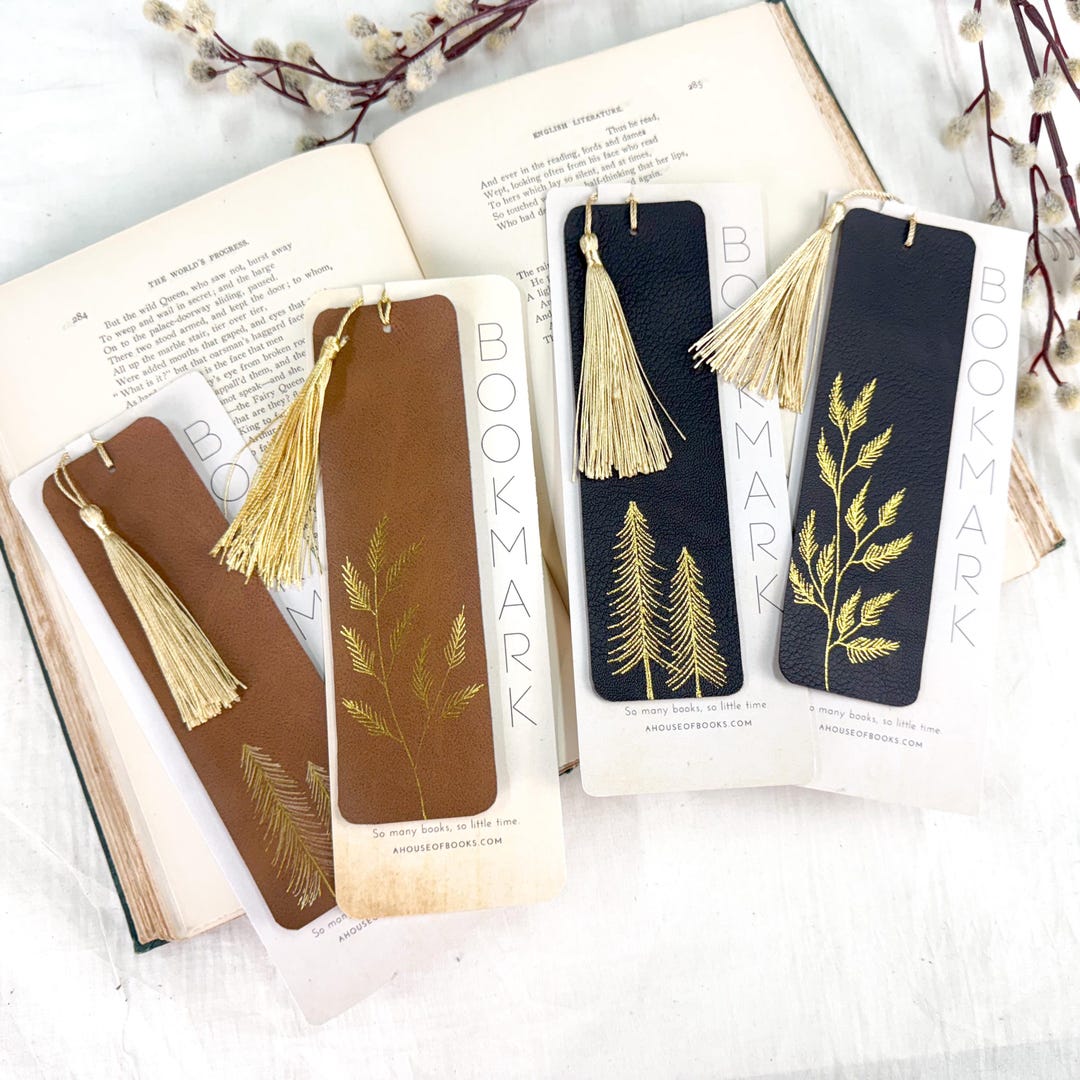 Leather Tassel Bookmarks- Trees - Etsy