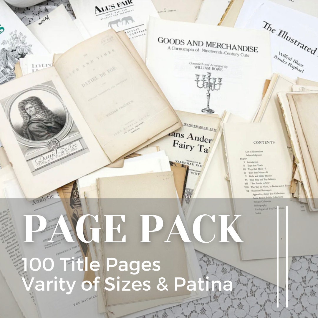 Assorted Book Title Pages for Paper Crafting, Book Page Pack, Book ...