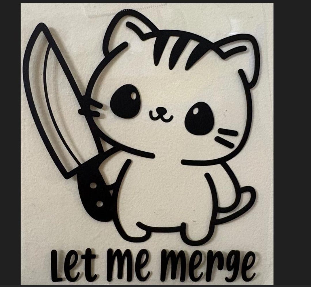 Let Me Merge Decal | Bumper Sticker | Cute Animal With Knife Funny Meme ...