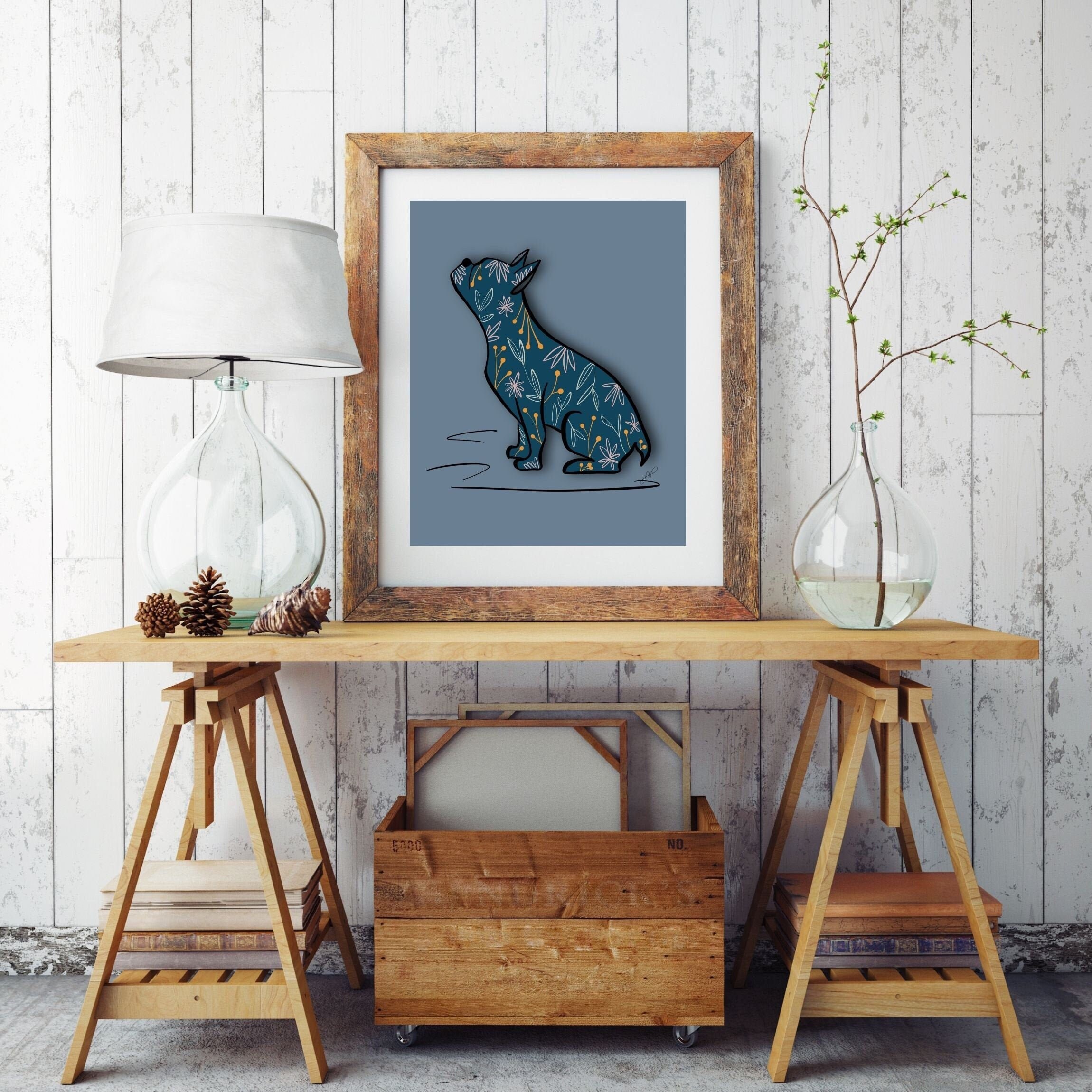 French Bulldog Dog Floral Wall Art Print PDF, Digital Download ...