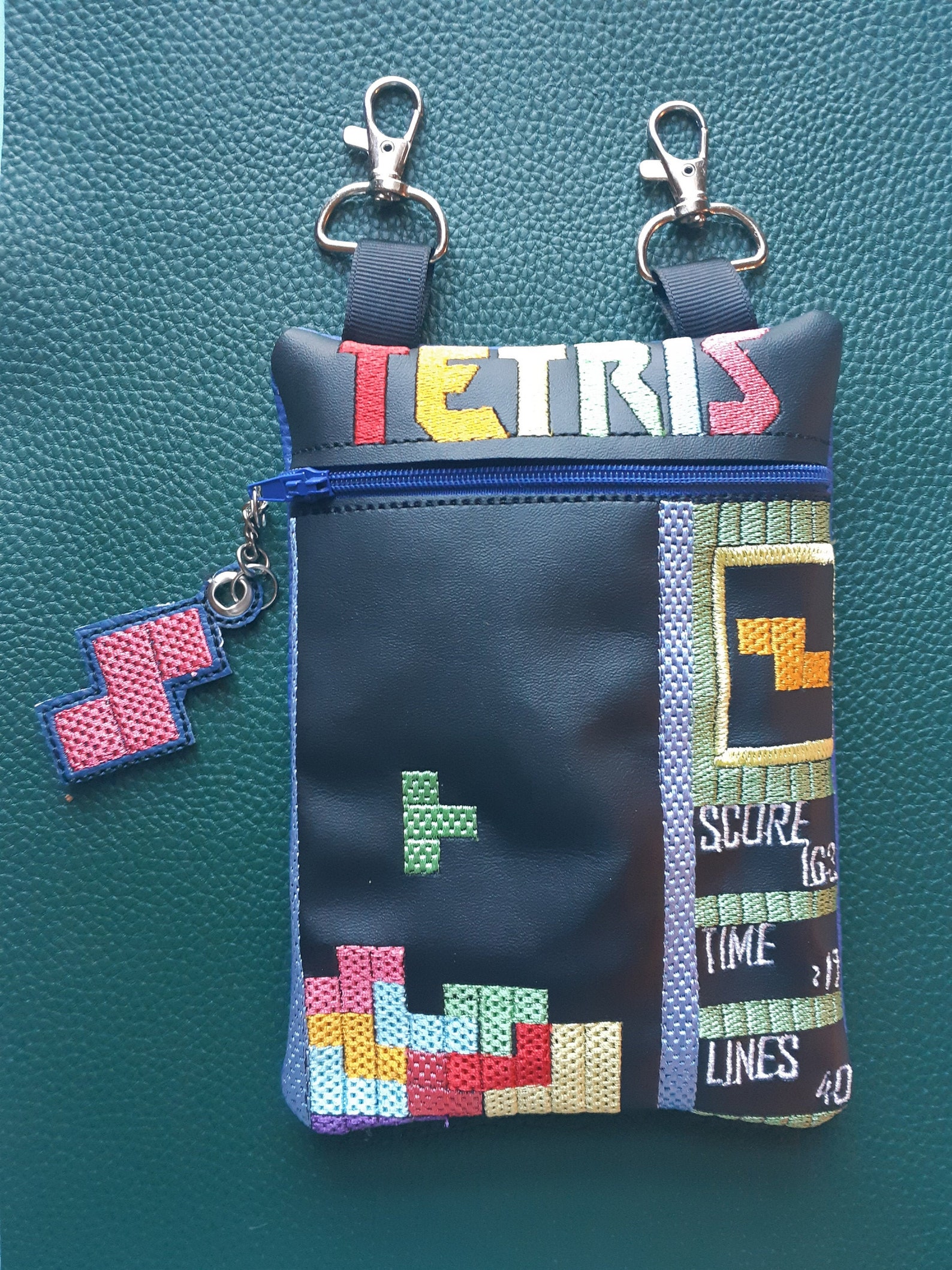 Tetris Faux leather zipper bag | Etsy