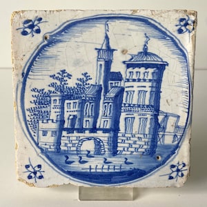 17th Century Delft Tile Castle With Some Ducks in a Circle Harlingen ...