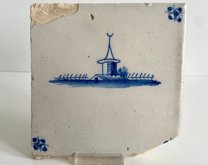 17th Century Delft Tile - Church - Delftware - Blue and White - Etsy