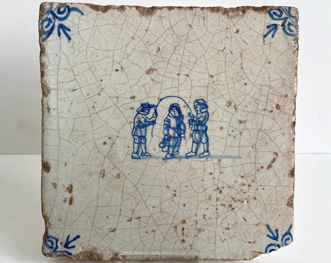 A Beautiful 17th Century Delft Tile - Childs Play - Jumping Rope ...