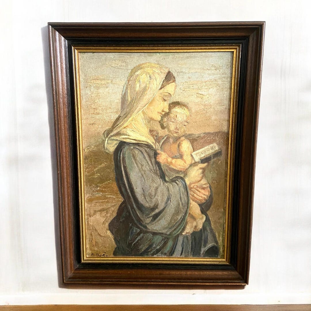 Painting - Maria With Baby Jesus - Portrait - 20th Century - Etsy