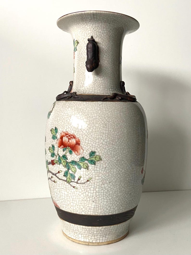 Chinese Porcelain Nanking Vase - Cracle Ware - Phoenix Birds - Asian ...