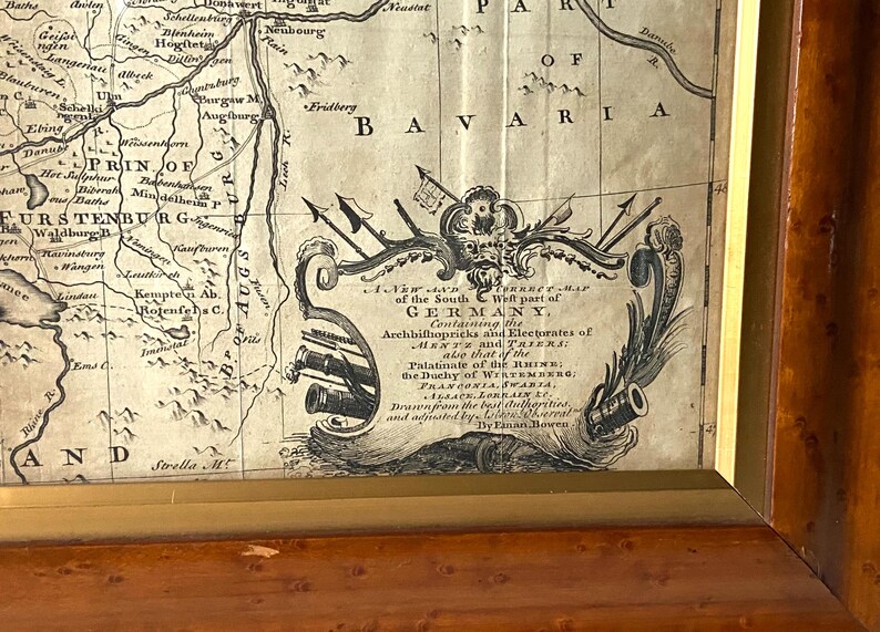 Old Map - Bowen - Mentz and Triers - Rhine - Wirtemberg - Franconia ...