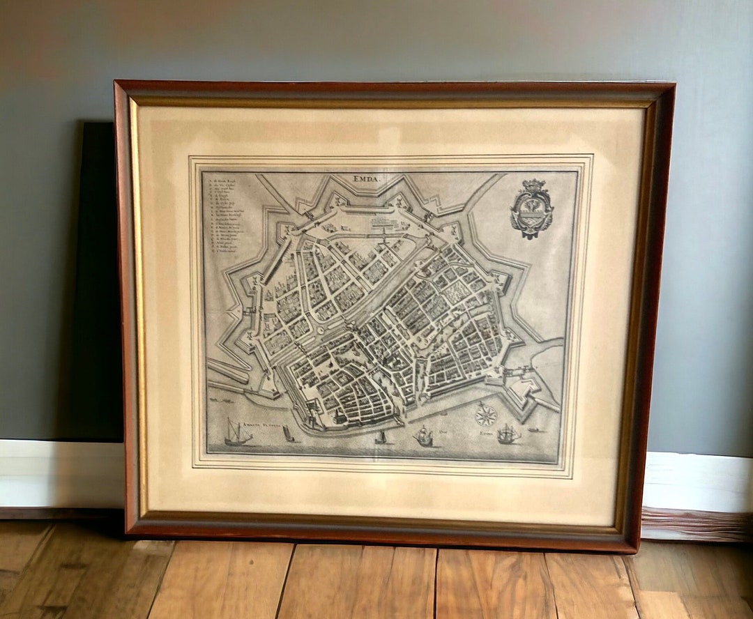 Antique City Map - Emden - Emda - 17th Century - J Janssonius - Etsy