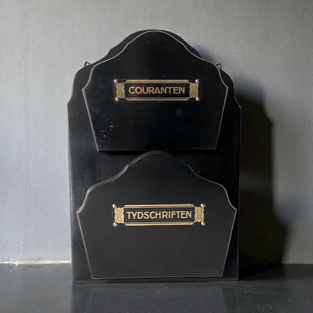 Art Deco Paper Rack - Early 20th Century - Black Wood - Magazine Holder ...