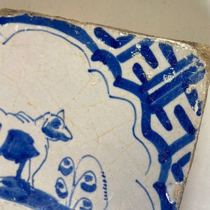 17th Century Delft Tile - Sheep - Wan-li Corners - Blue and White ...