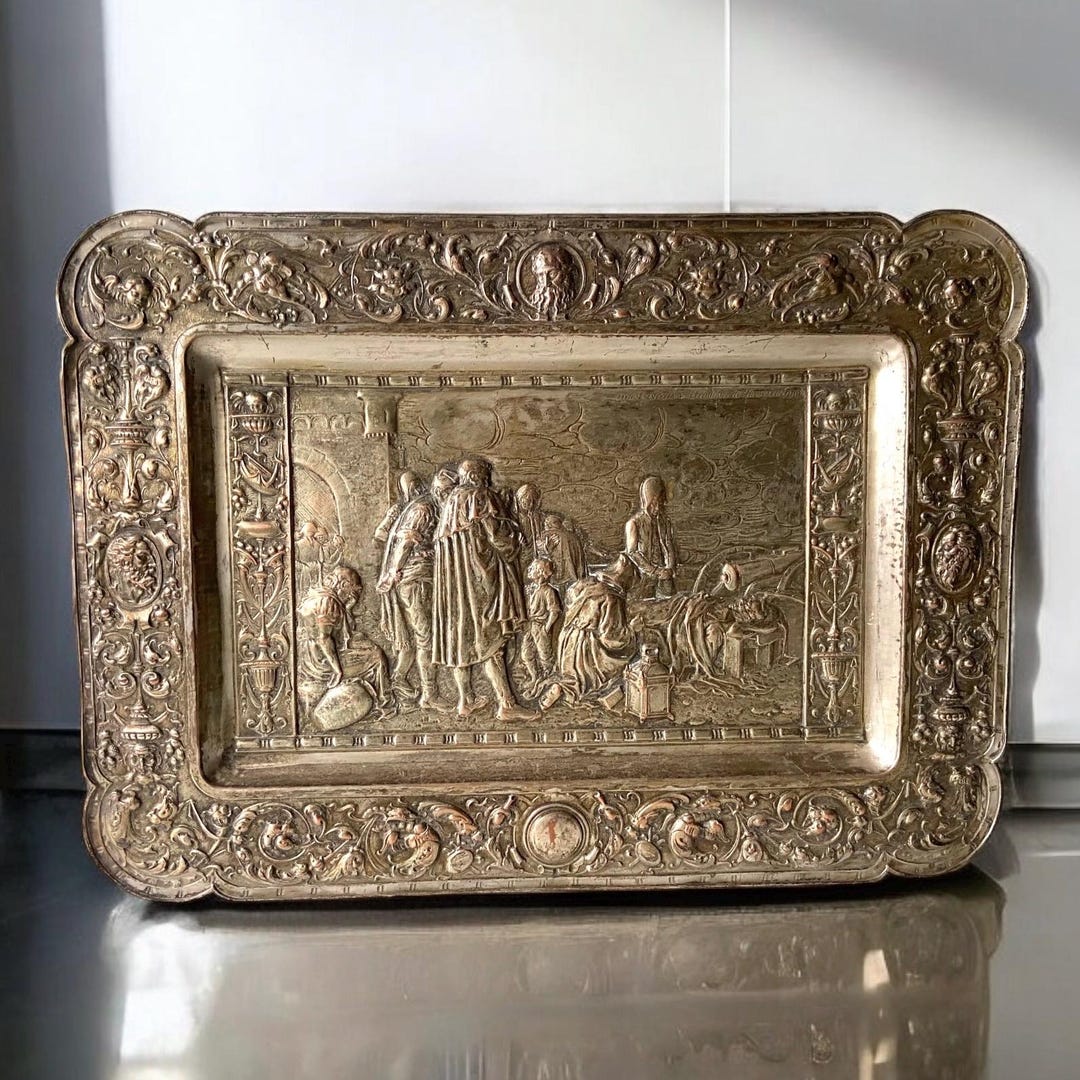 Antique Tray - Decorated - 19th Century - Wall Decoration - Plaque - Etsy