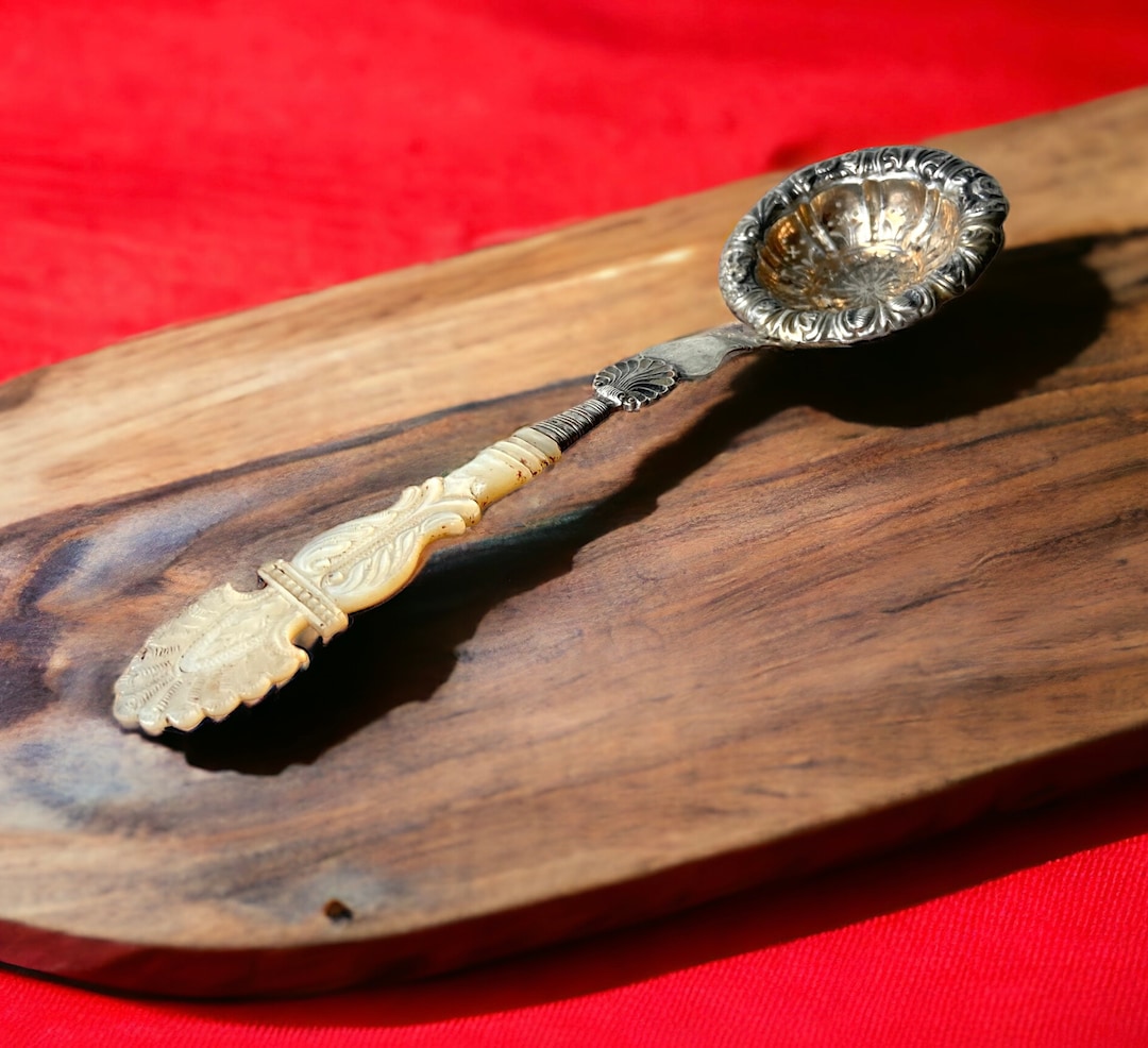 Antique Silver Sugar Spoon - Mother of Pearl - Europe - 18th to 19th ...