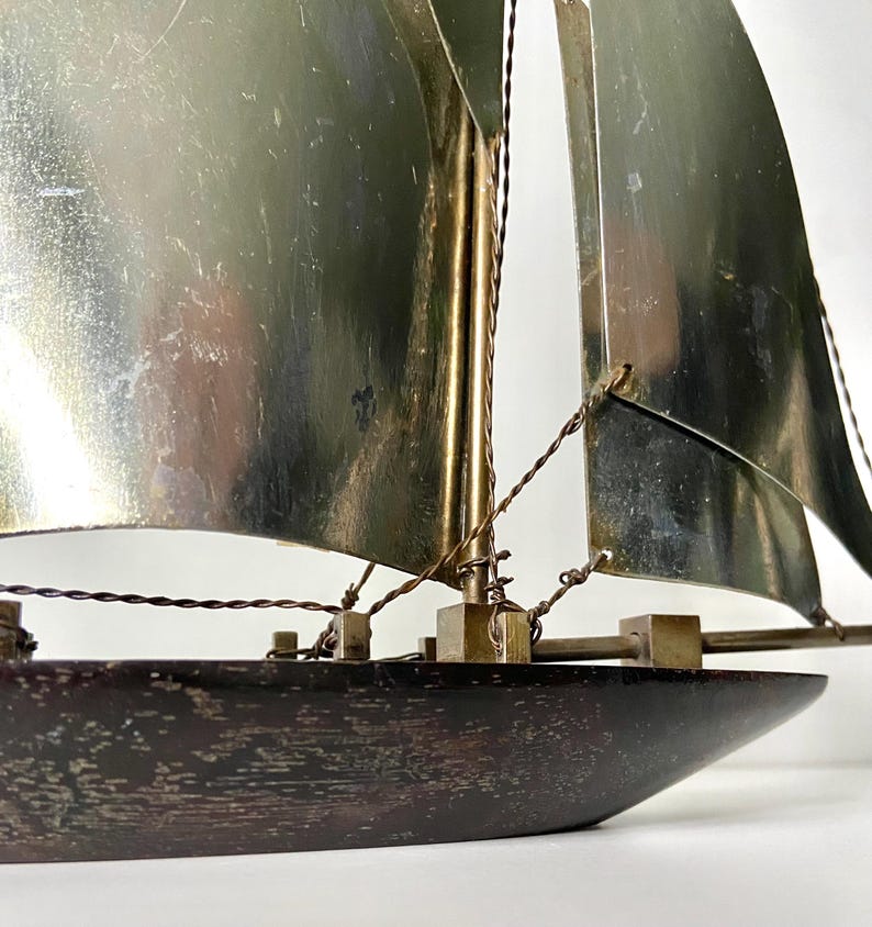 Art Deco Model Ship - Sailing Boat - Early 20th Century - Iron and Wood ...