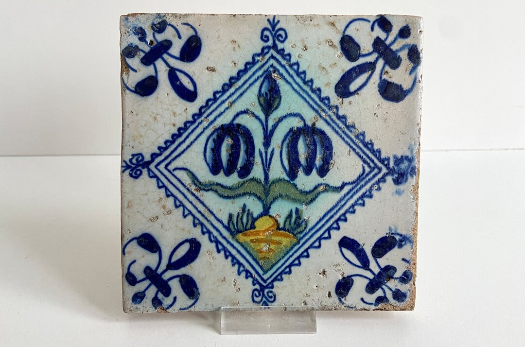 17th Century Tile - Flower - Delft - Delftware - Wall Tile - Etsy