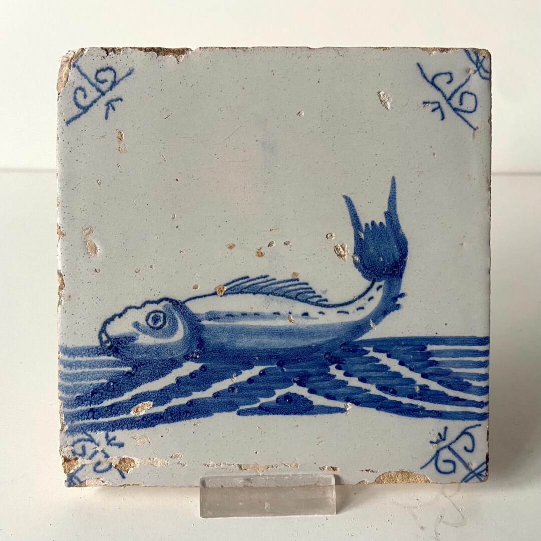 18th Century Delft Tile - Fish - Blue and White - Wall - Kitchen ...
