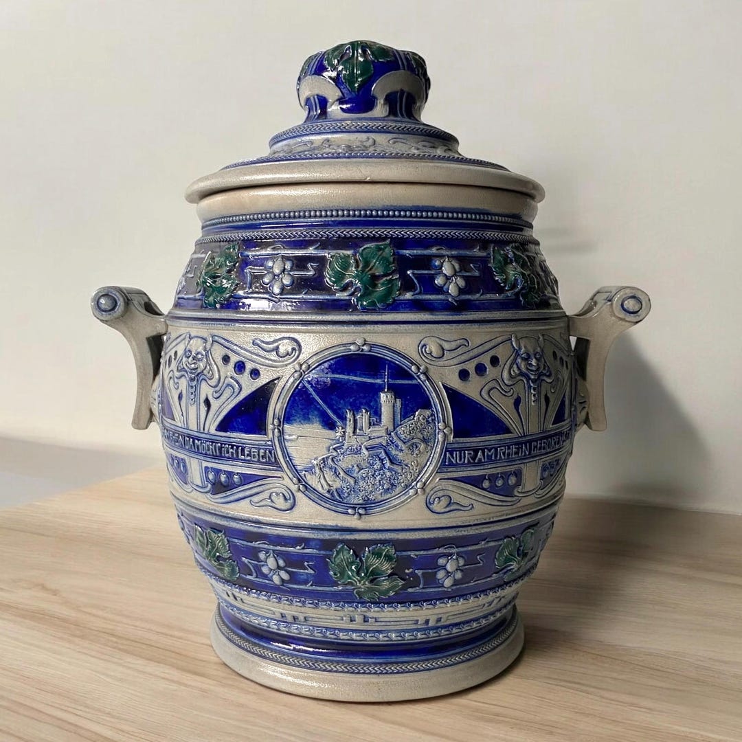 Jugendstil Westerwald Pot With Lid - Late 19th Till Early 20th Century ...