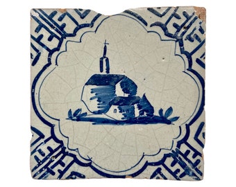17th Century Delft Tile Sheep Wan-li Corners Blue and White Wall Tile ...