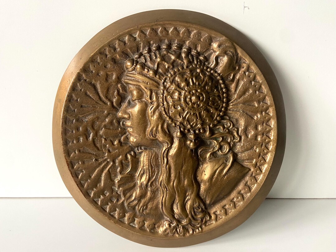 Bronze Plaque - Art Nouveau - Portrait - Late 19th to Early 20th ...