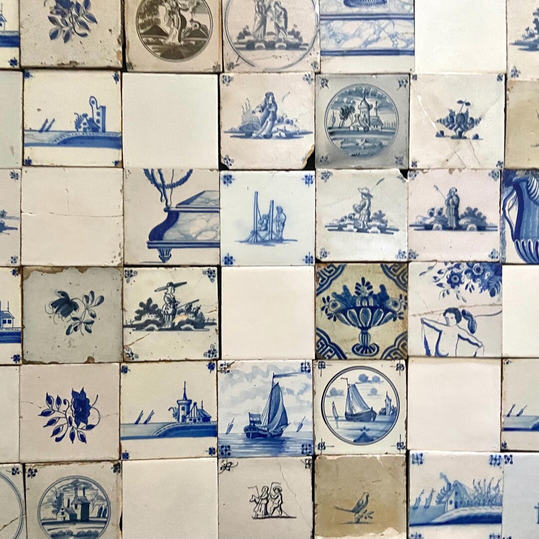 42x Antique Delft Tiles - 17th Till 20th Century - Delftware - Blue and ...